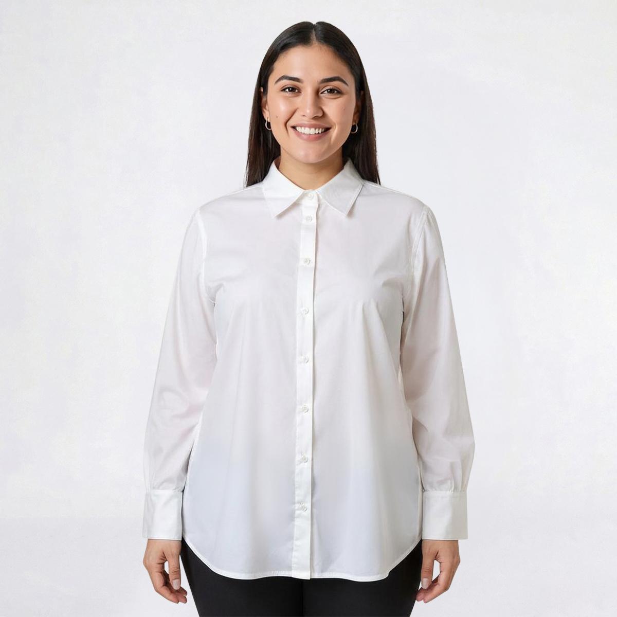 Plus Size Kasper Long Sleeve Solid Casual Button Down
